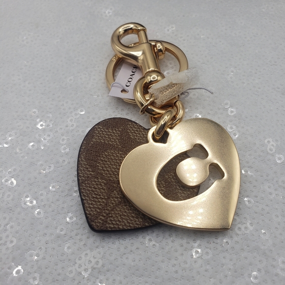 Coach | Accessories | Coach Heart Shaped Bag Charm Key Ring Goldtone ...